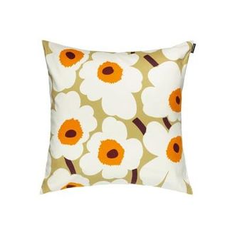 Marimekko Housse de coussin Unikko - Orange - Coton biologique - Designer Maija Isola
