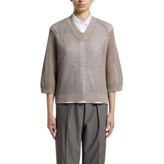 PESERICO Femme, Pulls, Brun, Taille: 44 FR Pull encolure en V