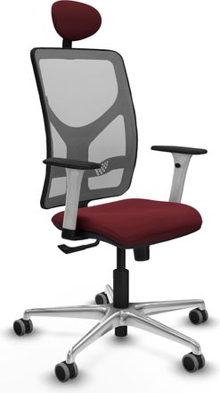 Piqueras y Crespo Ergonomischer Stuhl aus Netzstoff mit wei&szlig;en und schwarzen Armlehnen, h&ouml;henverstellbare Lendenwirbelst&uuml;tze und festes Kopfteil, ausgestattet mit 3 Pos