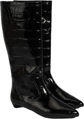 Desa Mocassins pour Femme - Imprim&eacute; Animal, Bout Pointu, Petit Talon, Respirants | Noir - 39