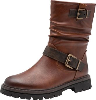 Marco Tozzi Marco Tozzi Damen Boots mit Rei&szlig;verschluss Blockabsatz, Braun (Cognac Comb), 37 EU