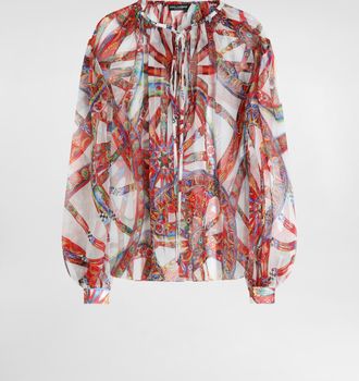 Dolce & Gabbana Top Aus Chiffon Mit Carretto-print - Frau Blusen Und Tops Multicolor 42