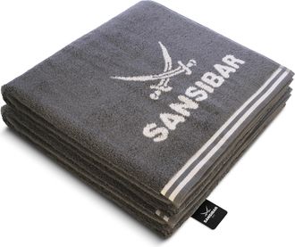 Sansibar Duschtuch 2er Set 80x150 cm 100% Baumwolle Handtuch Doubleface Frottiertuch Zweifarbig Anthrazit/Silber