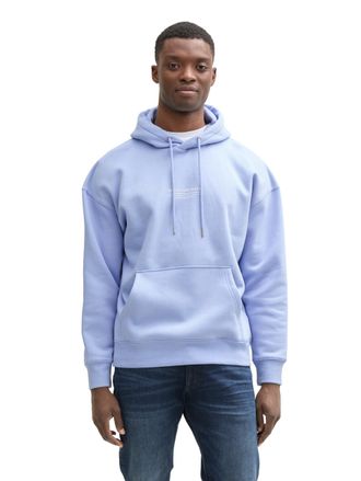 Tom Tailor Herren 1045580 Relaxed Hoodie Sweatshirt mit Logo-Print, 11486-Brunnera Blue, XL