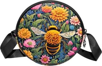 Generic Petit sac &agrave; bandouli&egrave;re rond pour femme, sac &agrave; bandouli&egrave;re r&eacute;glable avec fermeture &eacute;clair, sac &agrave; main rond d&eacute;contract&eacute; pour femmes et filles