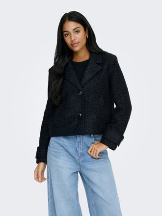 Only Kurzjacke ONLY ONLVALERIA JACKET CC OTW, Damen, Gr. XS (34), blau (night sky), Web, Obermaterial: 100% Polyester, unifarben, h&uuml;ftlang, V-Ausschnitt, m