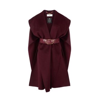 Elisabetta Franchi Cape aus doppeltem Wollstoff - - Coats - Damen - Rot - M