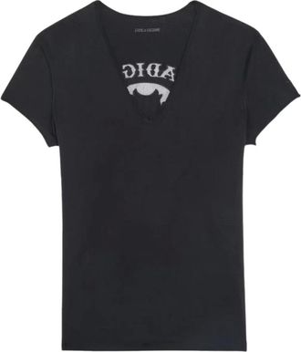 Zadig&Voltaire T-shirt Story Fishnet Skull - Femme - Tops - Noir - Taille: 42 FR