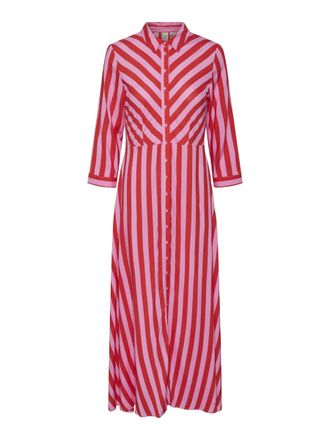 Vero Moda Damen Yassavanna Long Shirt Dress S. Noos Kleid, Cyclamen/Stripes:bittersweet, L EU