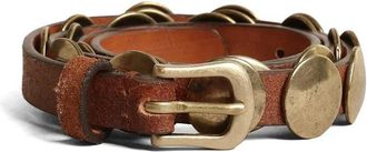 Golden Goose G&uuml;rtel - Brown Leather Belt With Brass Studs - Gr. 100 - in Schwarz - f&uuml;r Damen