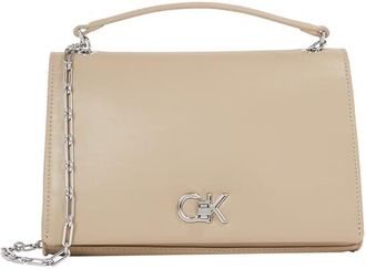 Calvin Klein Sac à Bandoulière Femme Medium Chain Bag avec Fermoir Pivotant, Gris (Crockery), Taille Unique