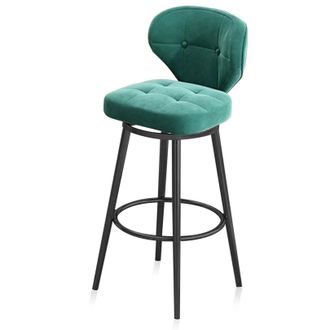 Generic Moderner Drehbarer Barhocker Aus Samt - Gr&uuml;ner K&uuml;cheninselhocker In Tresenh&ouml;he mit Metallfu&szlig; f&uuml;r Zuhause, Kneipe Oder Restaurant, 65 cm (25,6 Zoll), 1