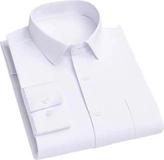 Generic Chemise &eacute;lastique &agrave; manches longues pour homme, coupe ajust&eacute;e, chemise formelle de bureau couleur unie, 1006-tl01, 3XL