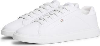 Tommy Hilfiger Slip-On Sneaker TOMMY HILFIGER TH ICON COURT LIGHT, Damen, Gr. 35, wei&szlig;, Leder, Schuhe, Freizeitschuh, Slipper mit Flaggen-Stickerei