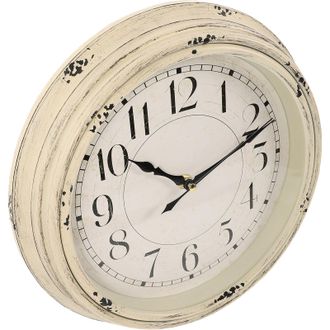 Supvox Runde Wanduhr im Retro Stil 30cm Quarzuhr Beige ohne Batterie f&uuml;r Wohnzimmer und Arbeitszimmer Dekoration