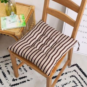 Generic Stuhlkissen Mit Bändern, Für Restaurantküche, rutschfeste, Waschbare Stuhlkissen, 40 X 40 cm, Braun Gestreift, 3 Stück