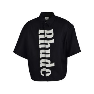 Rhude Center Logo Button-Up Shirt - - Shirts - Herren - Schwarzk - S
