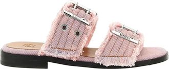 Ganni Sandalen - sandalen in roze jeans - Gr. 37 (EU) - in Gold - f&uuml;r Damen