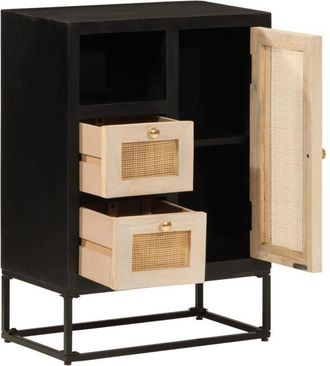 vidaXL Buffet noir 55x30x76 cm bois massif de manguier et fer - Vidaxl