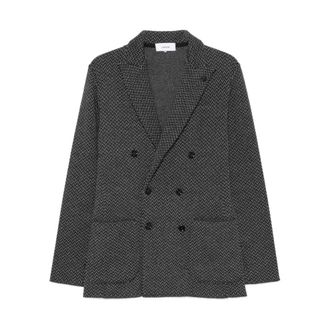 Lardini Doppelreihiger Blazer mit Fischgr&auml;tmuster - - Jackets - Herren - Grau - S