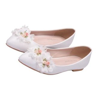 UPKOCH Chaussures de Mari&eacute;e Plates Blanches Taille 40 en Dentelle Noeud &Eacute;l&eacute;gant Cristaux Chaussures pour Demoiselle dhonneur Design Fin et Confortable pour C