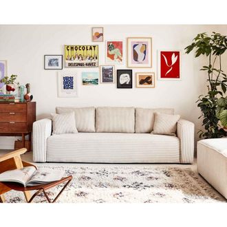 Best Mobilier Bestmobilier - Topaze - 3-sitzer sofa - schlaffunktion und bettkasten - aus cord - beige