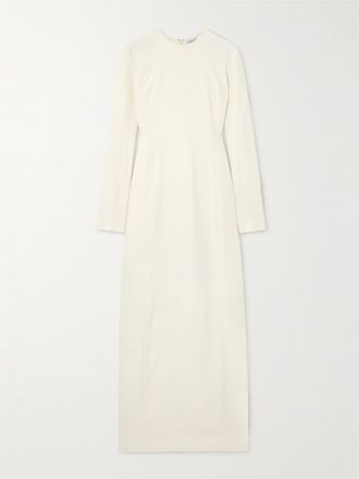 Gabriela Hearst Carlota Robe Aus Einer Seiden-wollmischung Mit Falten Und Cape-effekt - Elfenbein