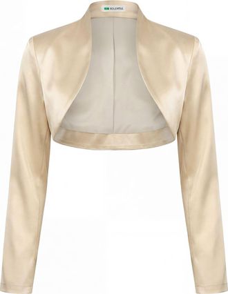 Bolerose formal Satin Langen &Auml;rmel Bolero (Champagner, XXL)