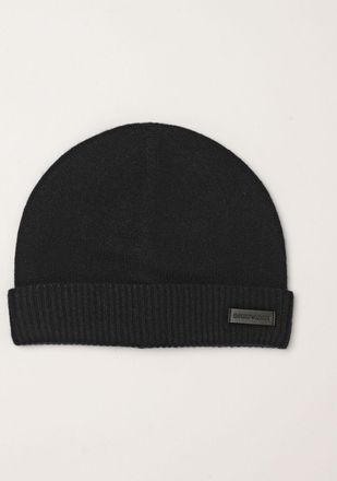 Emporio Armani Beanie-M&uuml;tze aus reinem Kaschmir mit Rippstrick