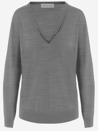 Dries Van Noten Womens Wool Sweater Merino Grey