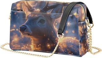 Mnsruu Sacs à bandoulière pour femme, sac à main en cuir pailleté motif cerf