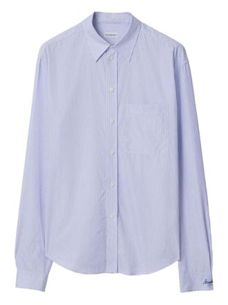 Burberry Gestreiftes Hemd mit Logo-Stickerei - Blau