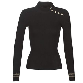 Morgan Lang&auml;rmliger 5-Knopf-Pullover Schwarz XS