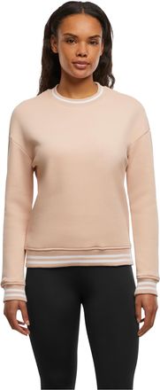 Build Your Brand Womens Ladies College Crew Pullover Sweater, lightrose/White, M, BY105