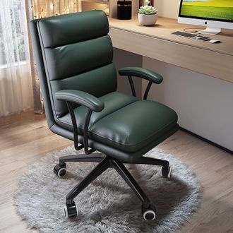 Generic Ergonomischer B&uuml;rostuhl, Schreibtischstuhl mit Lendenwirbelst&uuml;tze, Lederbezug, Belastbarkeit 300 kg, Computerstuhl mit Armlehnen und Rollen