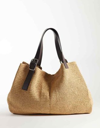 Mango Cabas tress&eacute; &agrave; d&eacute;tail boucle - Beige-Neutre
