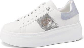 Queen Helena Sneakers Platform Turnschuhe mit Strass f&uuml;r Damen X32-9, Wei&szlig; / Lila, 40 EU