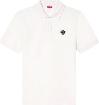 Kenzo Homme, Tops, Blanc, Taille: XL Polo Slim-fit Wild Tiger