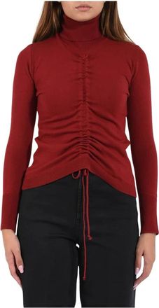 Akep Femme, Pulls, Rouge, Taille: 38 FR Cardigan à col roulé