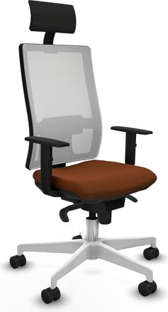 Piqueras y Crespo Schreibtischstuhl in Beige und Wei&szlig;, mit 1D-Armlehnen, h&ouml;henverstellbarer Lendenwirbelst&uuml;tze und festem Kopfteil, ausgestattet mit 5 Positionen und ei