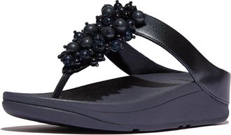 FitFlop Fino Kugel-Bead Zehentrenner f&uuml;r Damen, Keilabsatz, Mitternachtsmarineblau, 40 EU