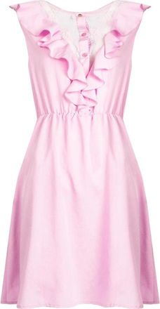 Liu Jo Robe Courte Ajust&eacute;e avec Dentelle et Volants - Femme - Robes - Rose - Taille: 38 FR