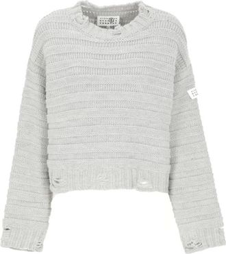 Maison Margiela Femme, Pulls, Gris, Taille: 40 FR Pull Gris en Laine à Col Rond