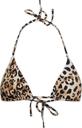 Dsquared2 Femme, Maillots de bain, Brun, Taille: 38 FR Haut de bikini &agrave; imprim&eacute; animalier