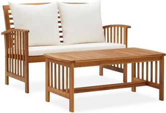 vidaXL Vidaxl - Salon de jardin 2 pcs avec coussins Bois dacacia solide
