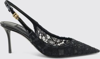 Dolce & Gabbana Slingbacks aus bestickter Spitze mit DG-Logo und mittlerem Absatz