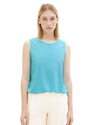 Tom Tailor Damen 1036793 Top mit Muster, 26007-Teal Radiance, XXL
