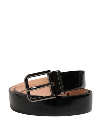 Dolce & Gabbana Men Black Classic Leather Metal Buckle Belt Calf