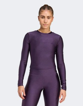 adidas adidas Performance - Workout Essentials - Maillot manches longues effet brillant - Prune aurore-Violet