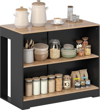 HOMCOM Bartisch mit 3 Regalen, platzsparender Bartresen mit rutschfesten F&uuml;&szlig;en, K&uuml;cheninsel mit Regal, industriell, f&uuml;r K&uuml;che und Esszimmer, 113x60x90 cm, sc